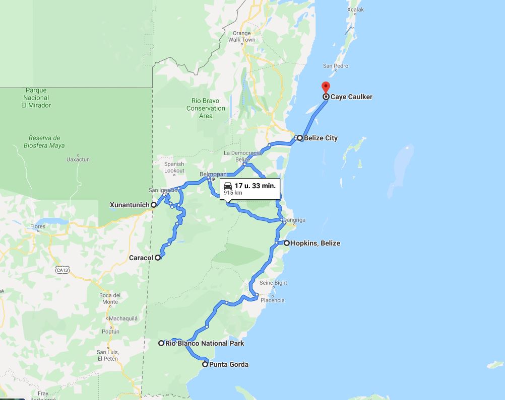 belize routekaart – My Wanderlust Diary